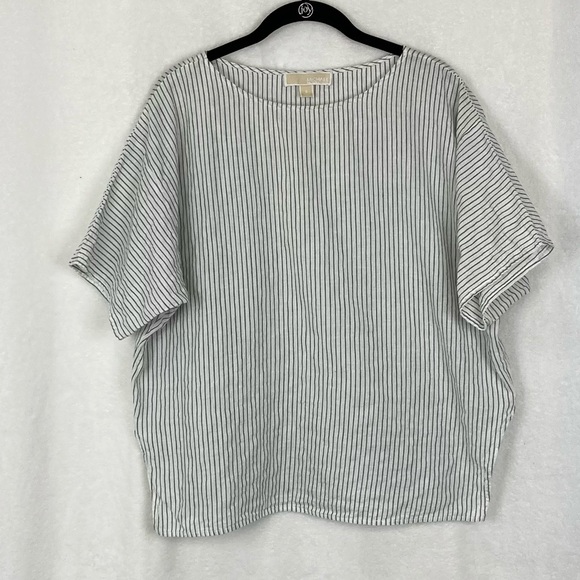 Michael Kors | Tops | Michael Kors Linen Blend Striped Boxy Fit Top ...